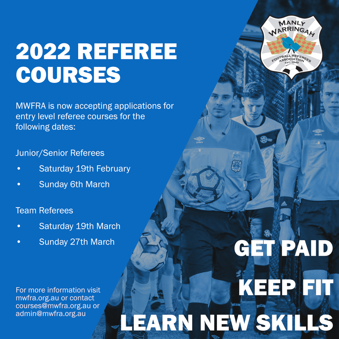 2022 Referee Courses - Manly Warringah Football Association